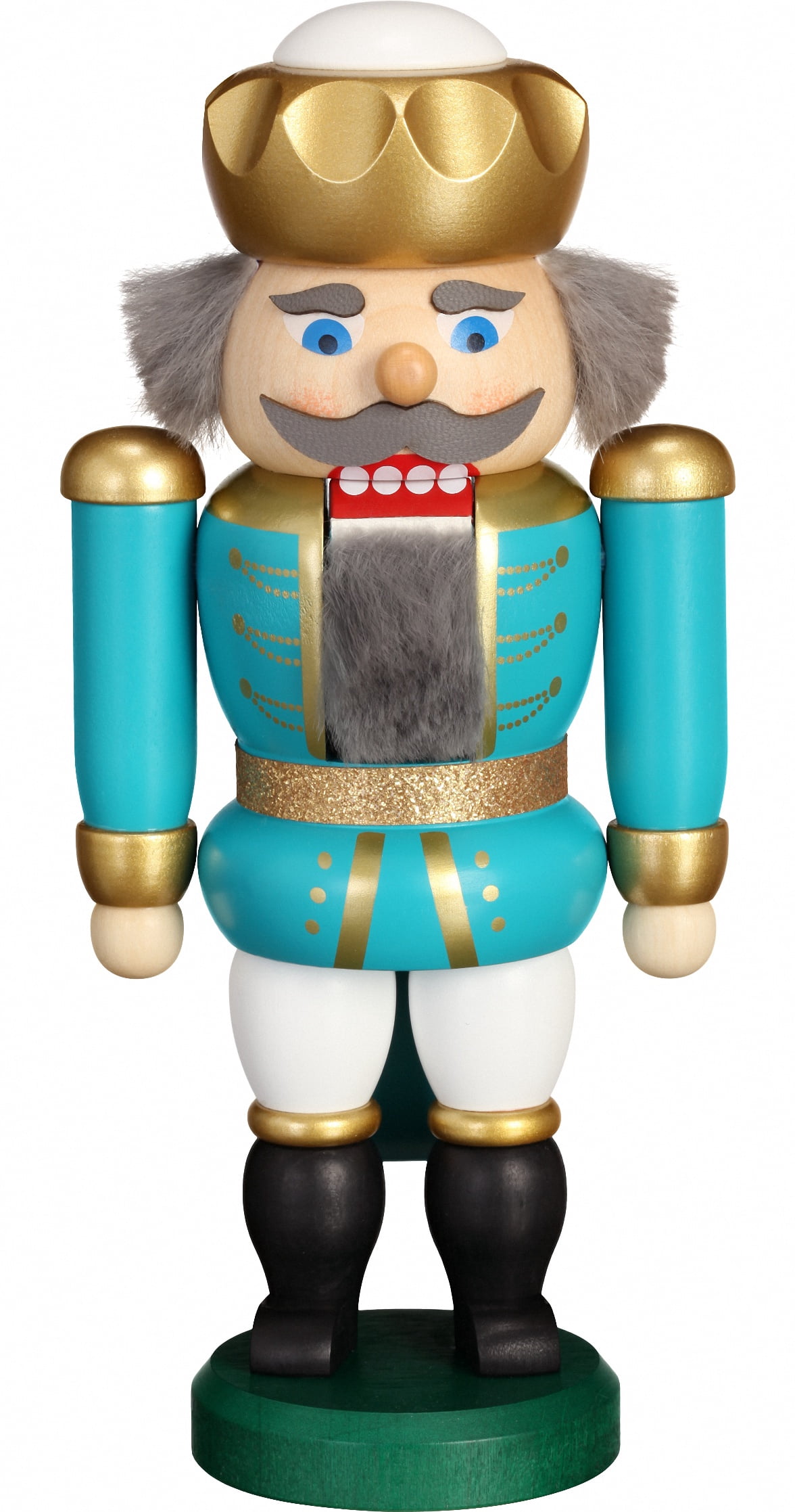 German nutcracker King turquoise and white, height 20 cm / 9 inch ...