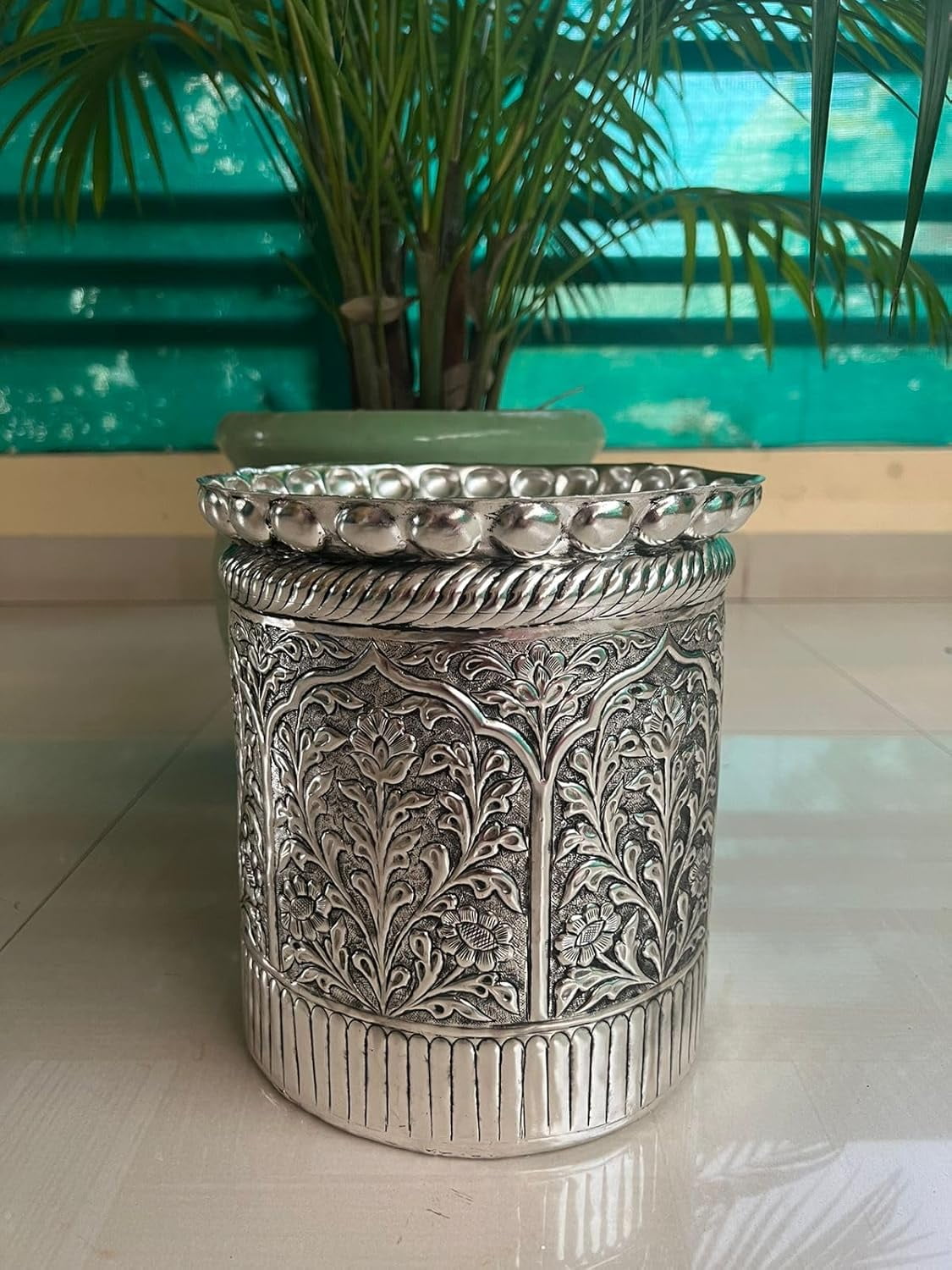 German silver Kuber Kuncham big size/cylinderical Container for ...