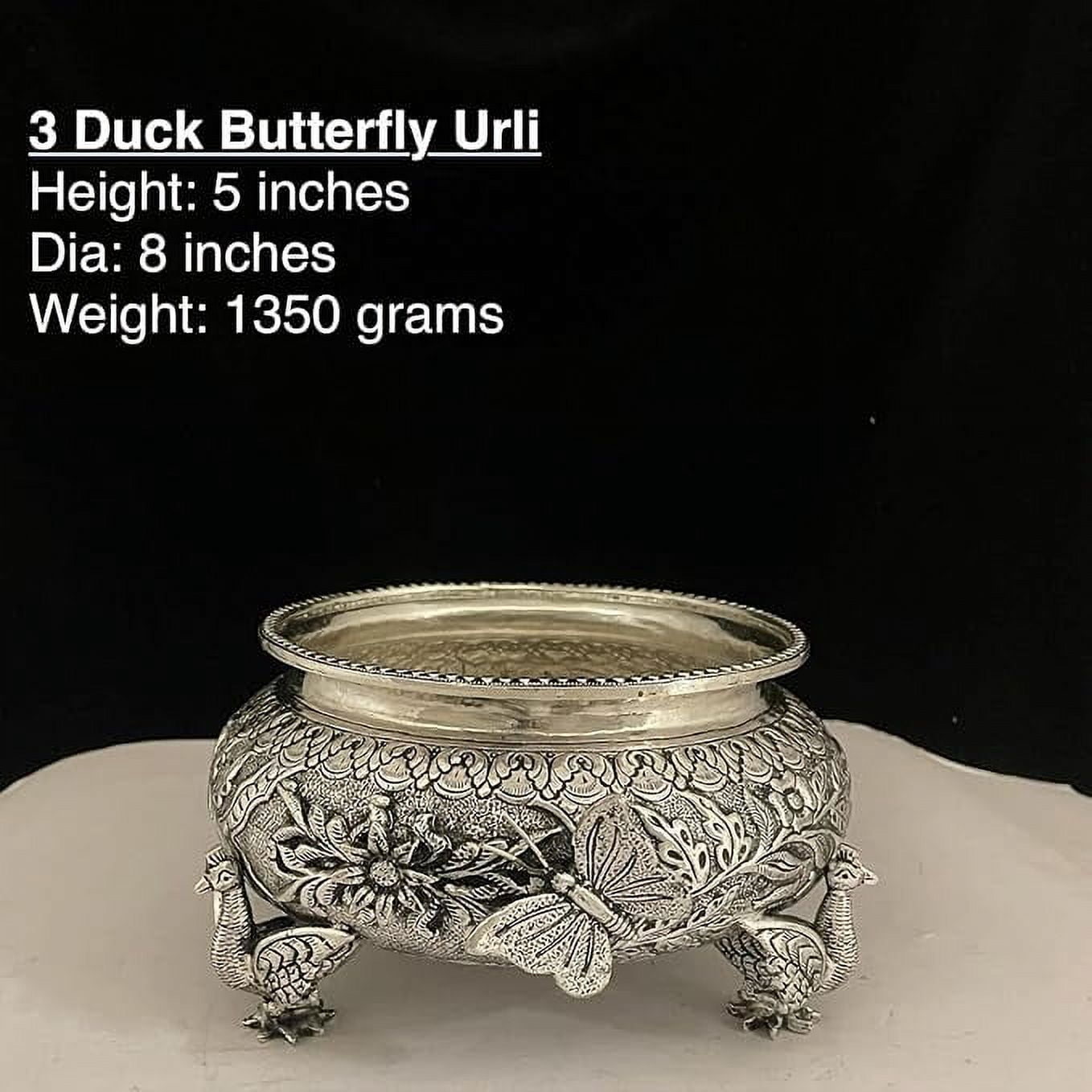 German silver duck butterfully fully carved urli bowl for home décor ...