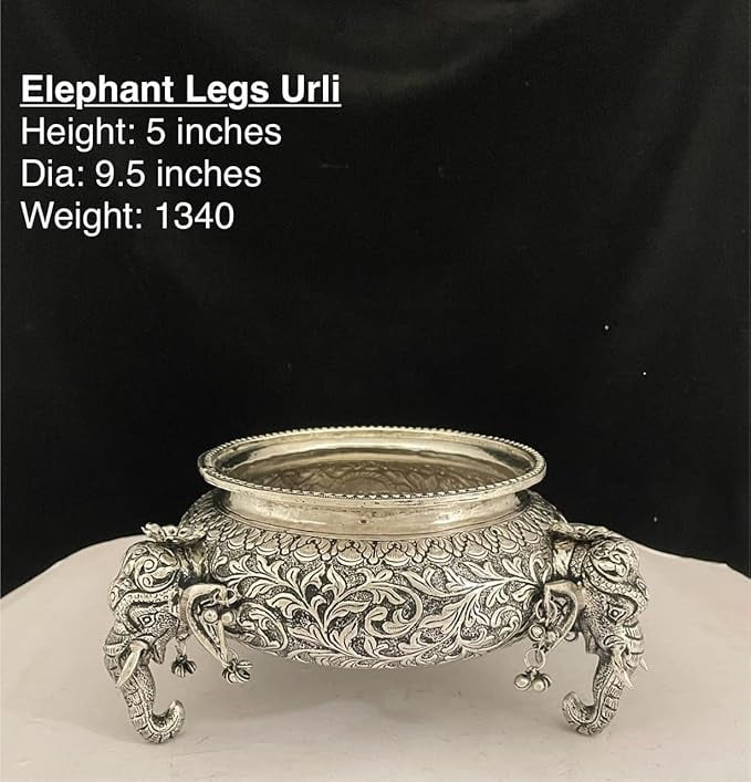 German silver elephant legs with ghungroo urli bowl for home décor ...