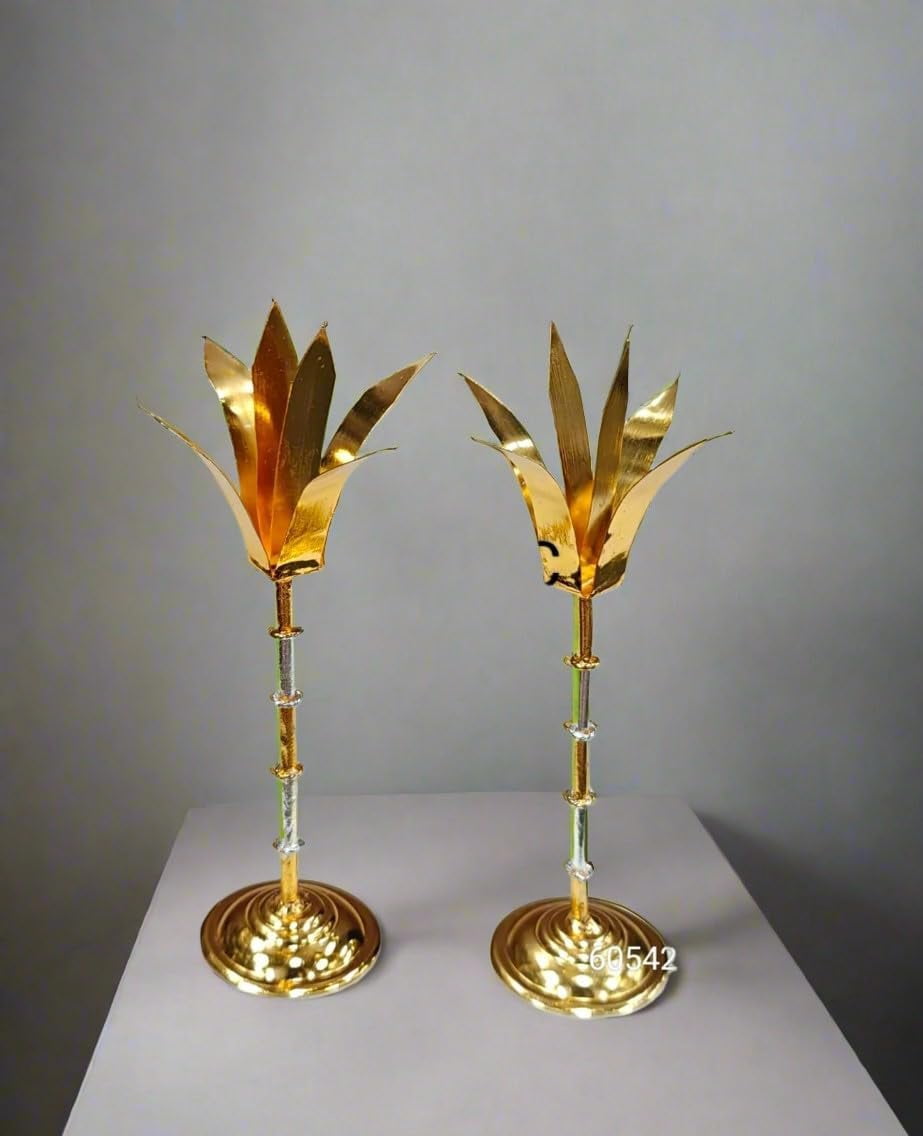 German silver golden color banana tree pair 5" for pooja , home décor ...