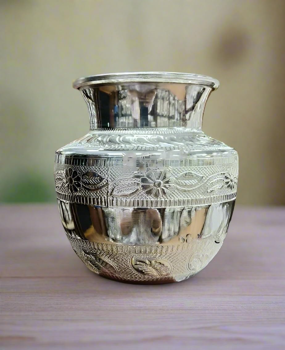 German silver nakashi kalash for diwali/ housewarming pooja, 5 ...