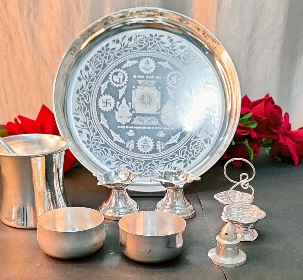 German silver pooja Regular Pooja set for daily use festival ...