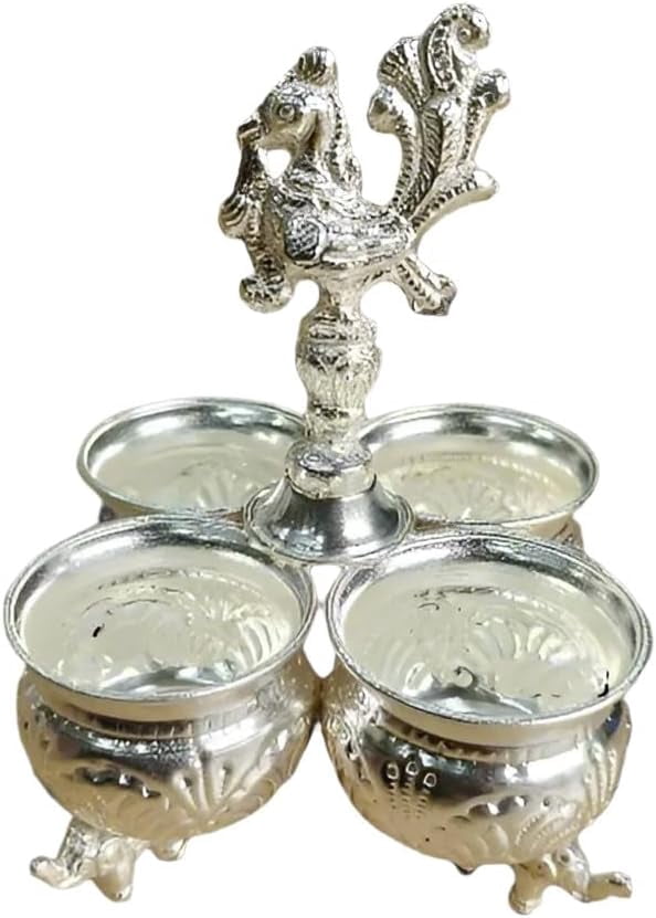 German silver set of 4 kumkum bowl set for haldi kumkum and chawal ...