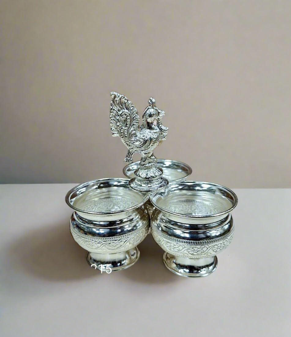 German silver set of 4 kumkum bowl set for haldi kumkum and chawal ...
