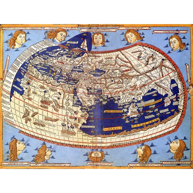 Germanus 1482 Cosmography World Map Chart Extra Large Art Print Wall ...
