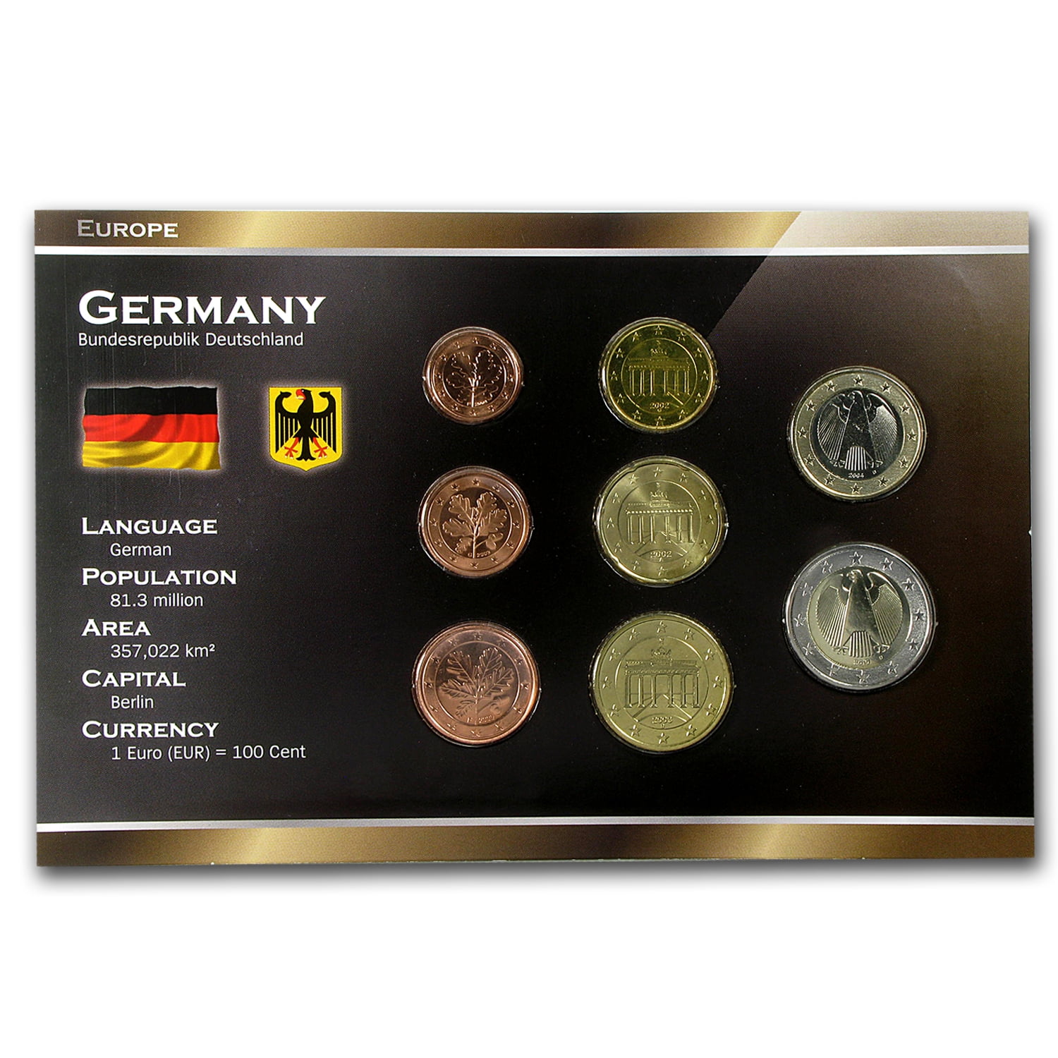 Germany 1 Cent-2 Euro 8-Coin Euro Set BU - Walmart.com