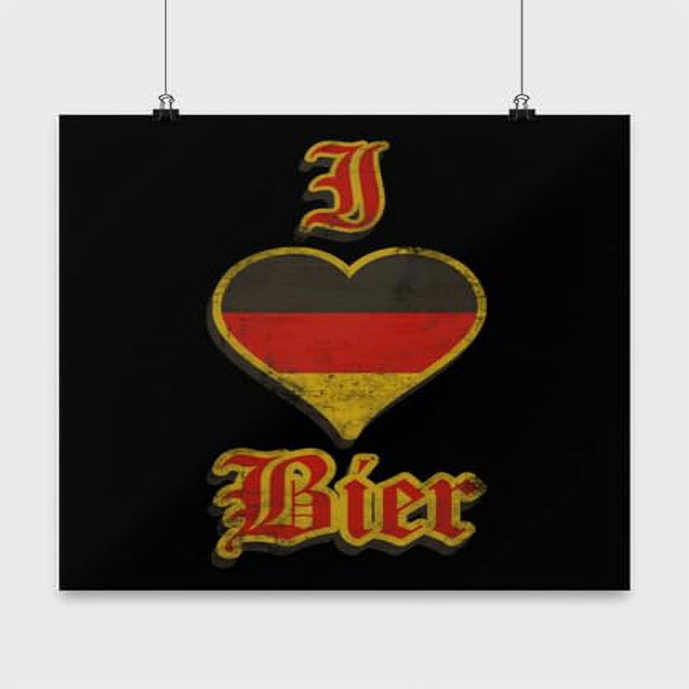Germany Beer Poster - I Love Bier Wall Art Gift, 13x13in Black Decor ...