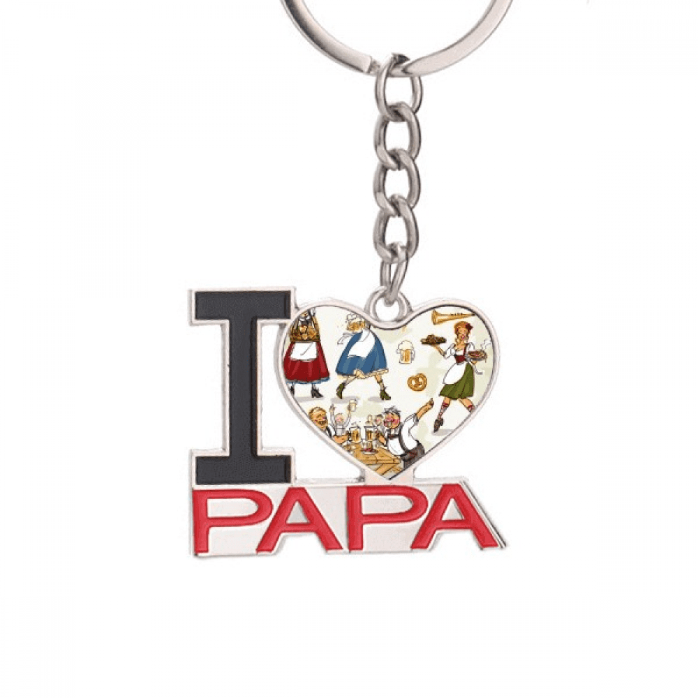 Germany Breakfast Culture Keychain Metal Keyring Holder Love PAPA ...
