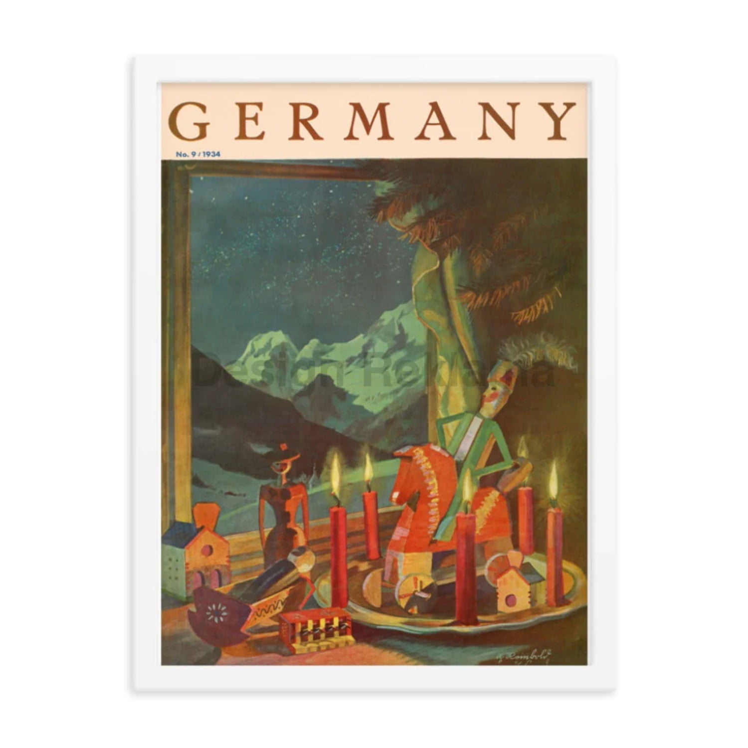 Germany, Christmas, 1934. Framed Vintage Travel Poster - Walmart.com