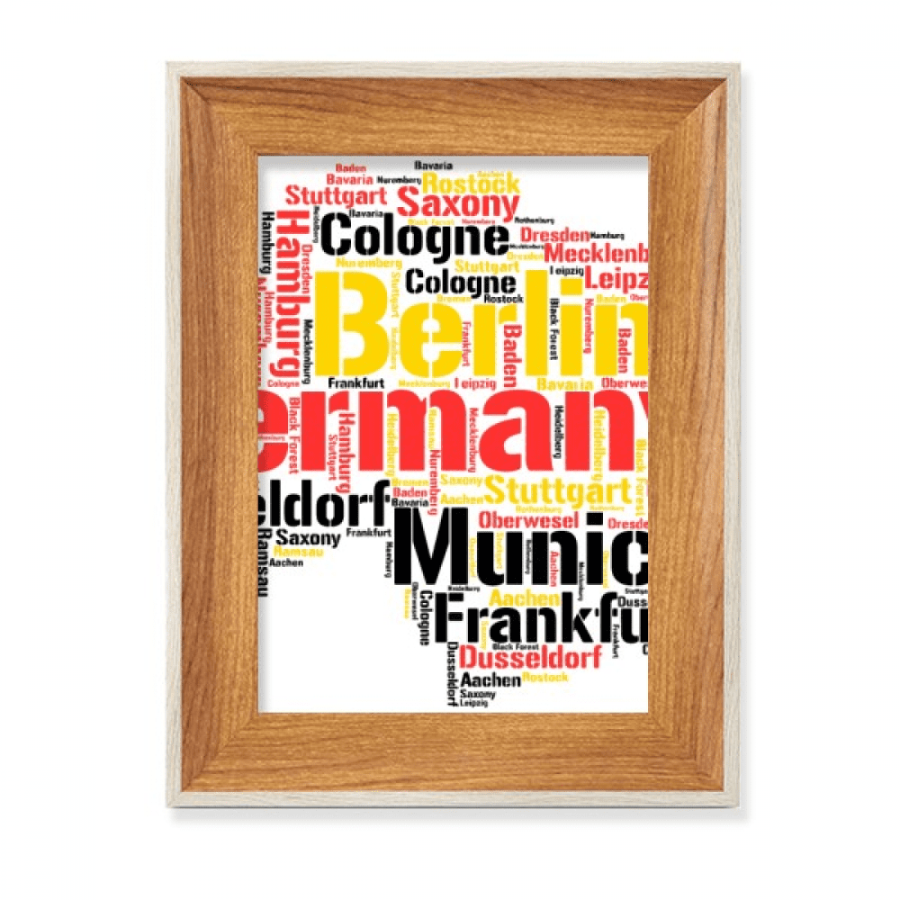 Germany City Name Map Style Illustration Desktop Wooden Photo Frame ...