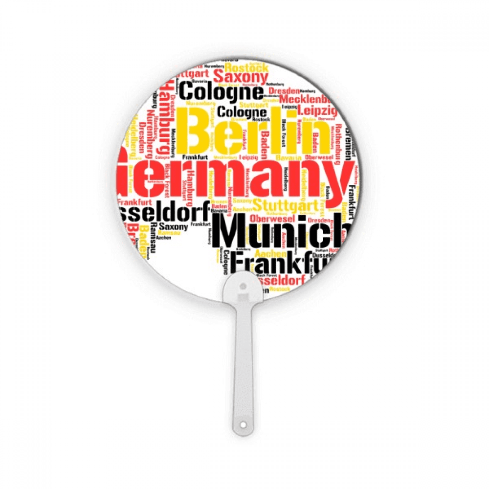 Germany City Name Map Style Illustration Plastic Round Handheld Fan ...