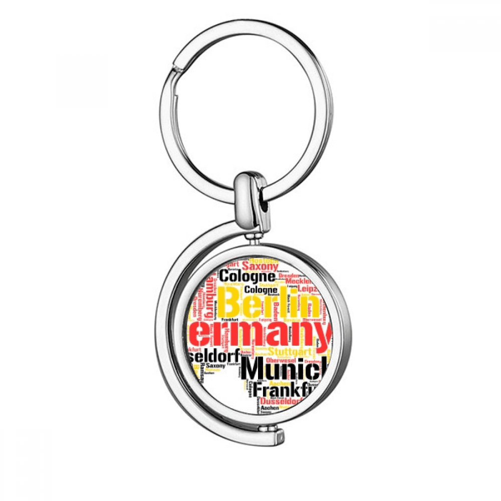 Germany City Name Map Style Illustration Rotating Keychain Metal ...