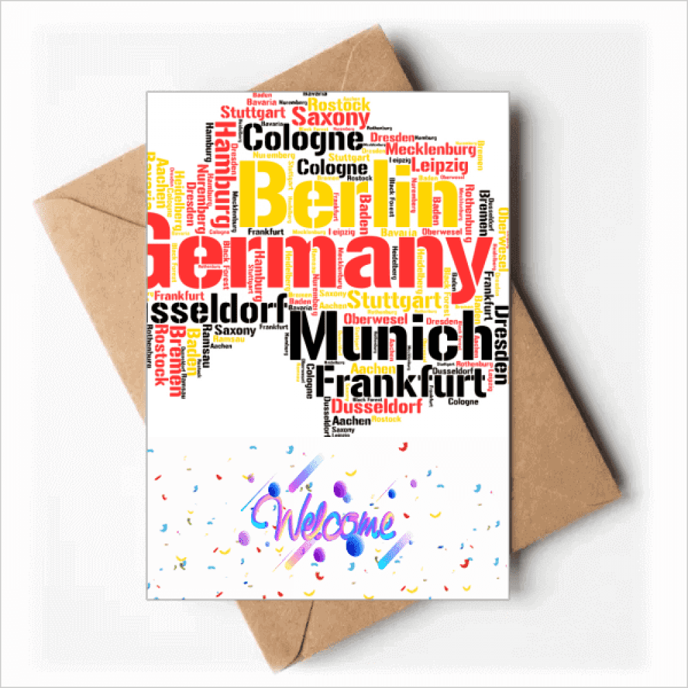 Germany City Name Map Style Illustration Welcome Back Greeting Cards ...