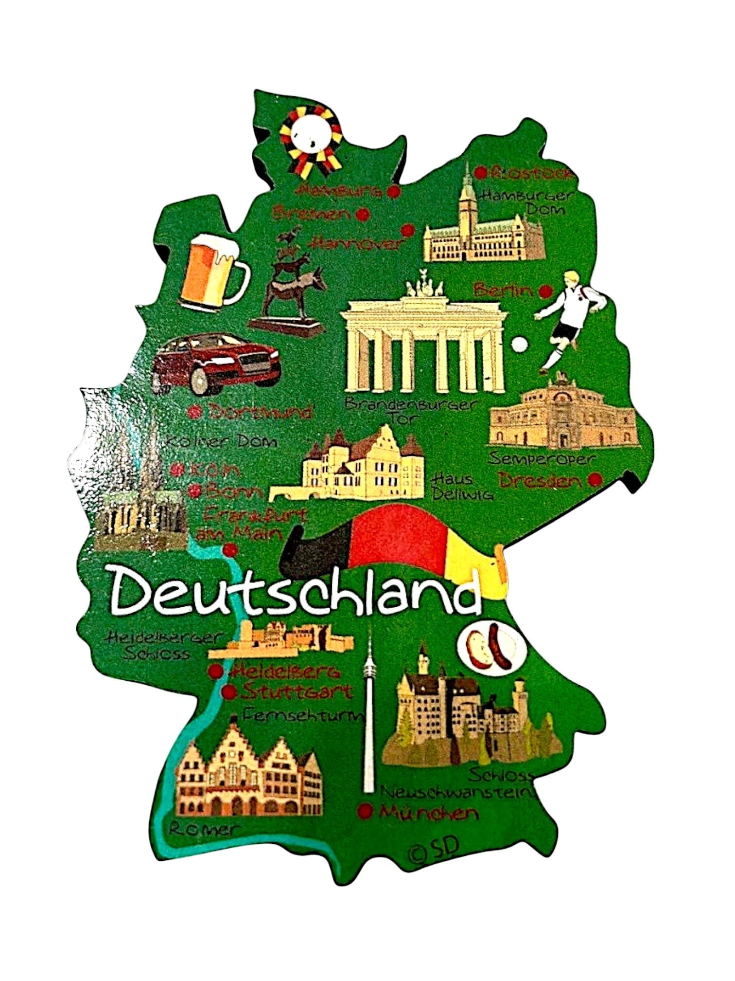 Germany (Deutschland) Decowood Jumbo Wood Fridge Magnet 3.5" x 2.5 ...