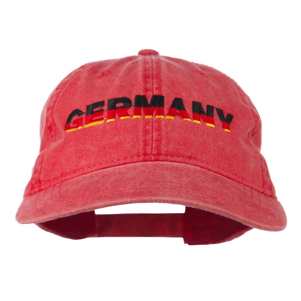 Germany Embroidered Washed Pigment Dyed Cap - Red OSFM - Walmart.com