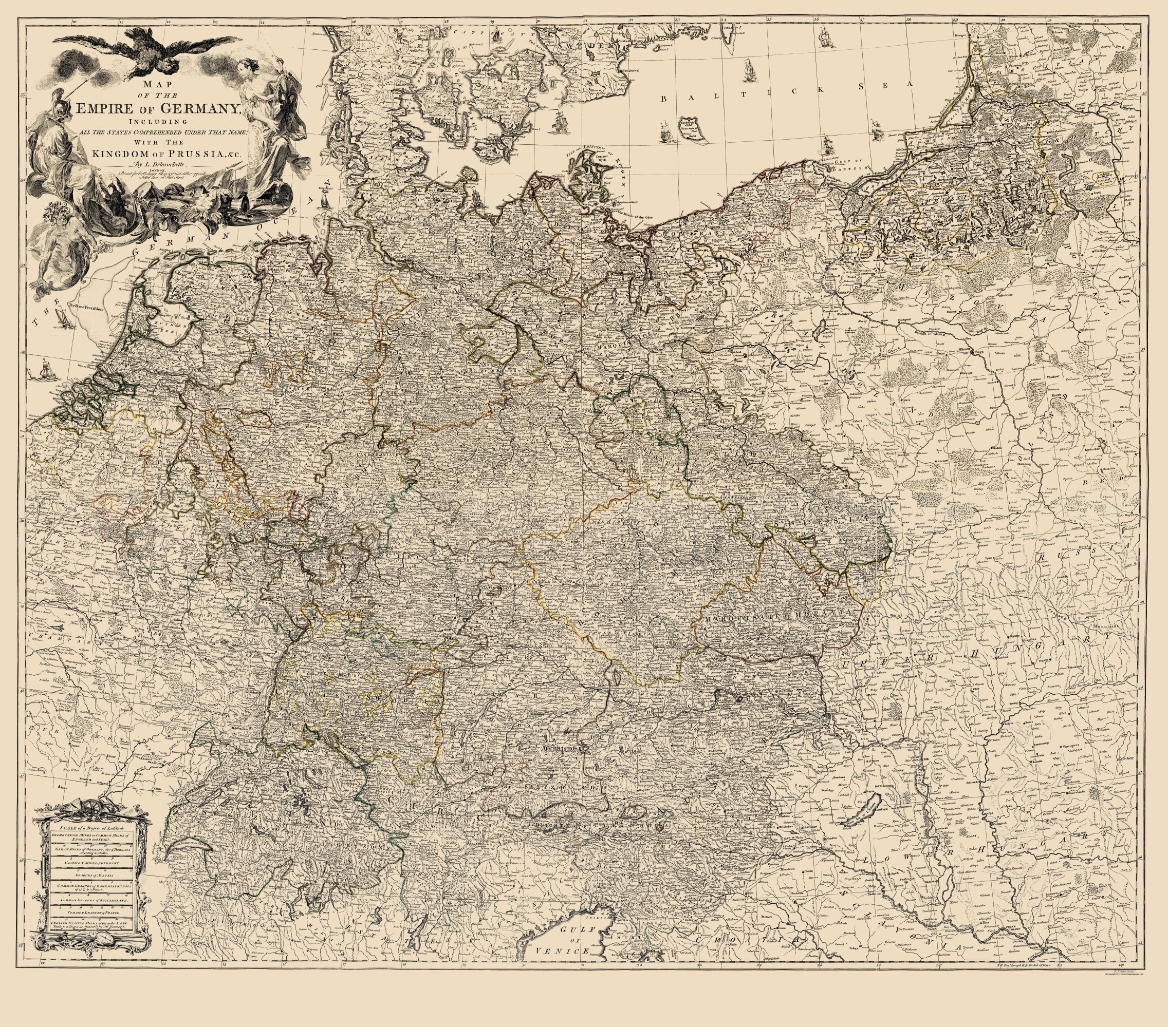Historic Map - Germany Empire - Delarochette 1782 - 23 x 26.14 ...