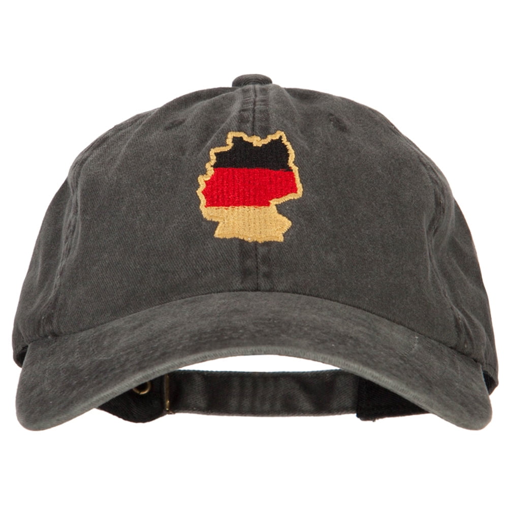 Germany Flag Map Embroidered Washed Cotton Twill Cap - Black OSFM ...