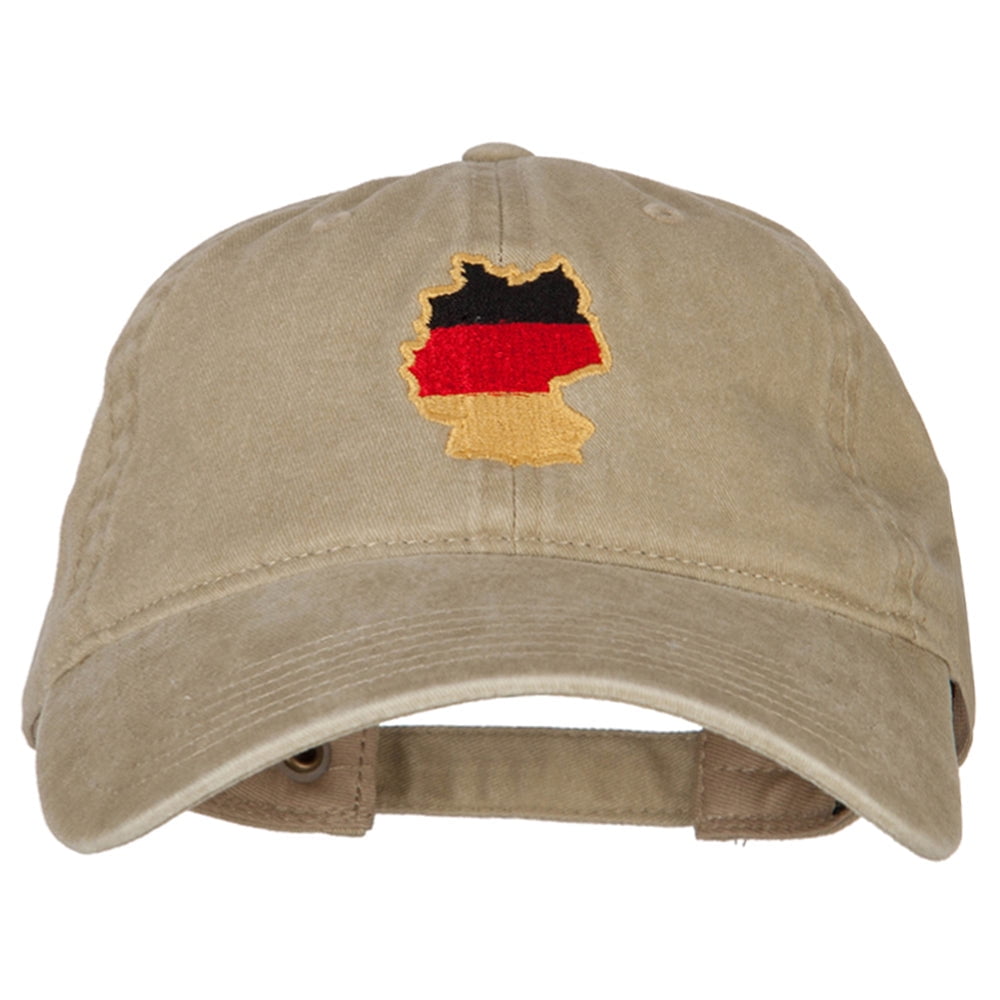 Germany Flag Map Embroidered Washed Cotton Twill Cap - Khaki OSFM ...