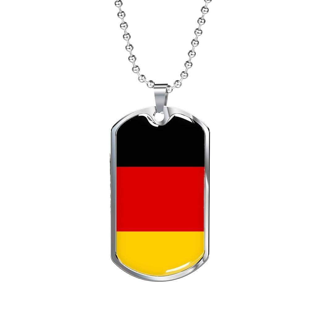 Germany Flag Necklace Stainless Steel or 18k Gold Dog Tag 24" - Walmart.com