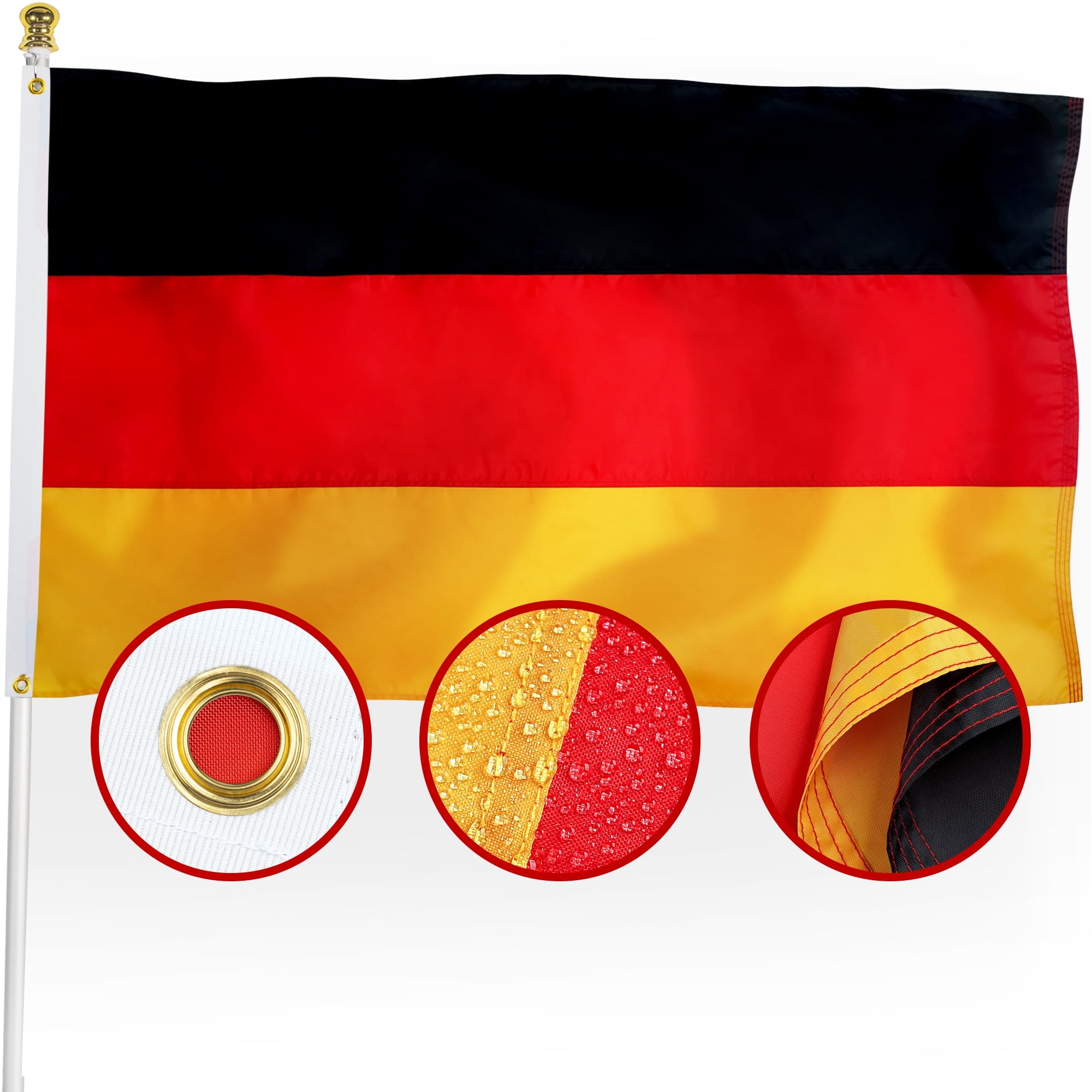 Germany German Flag 3x5 Outdoor, Double Sided Heavy Duty 210D Nylon ...