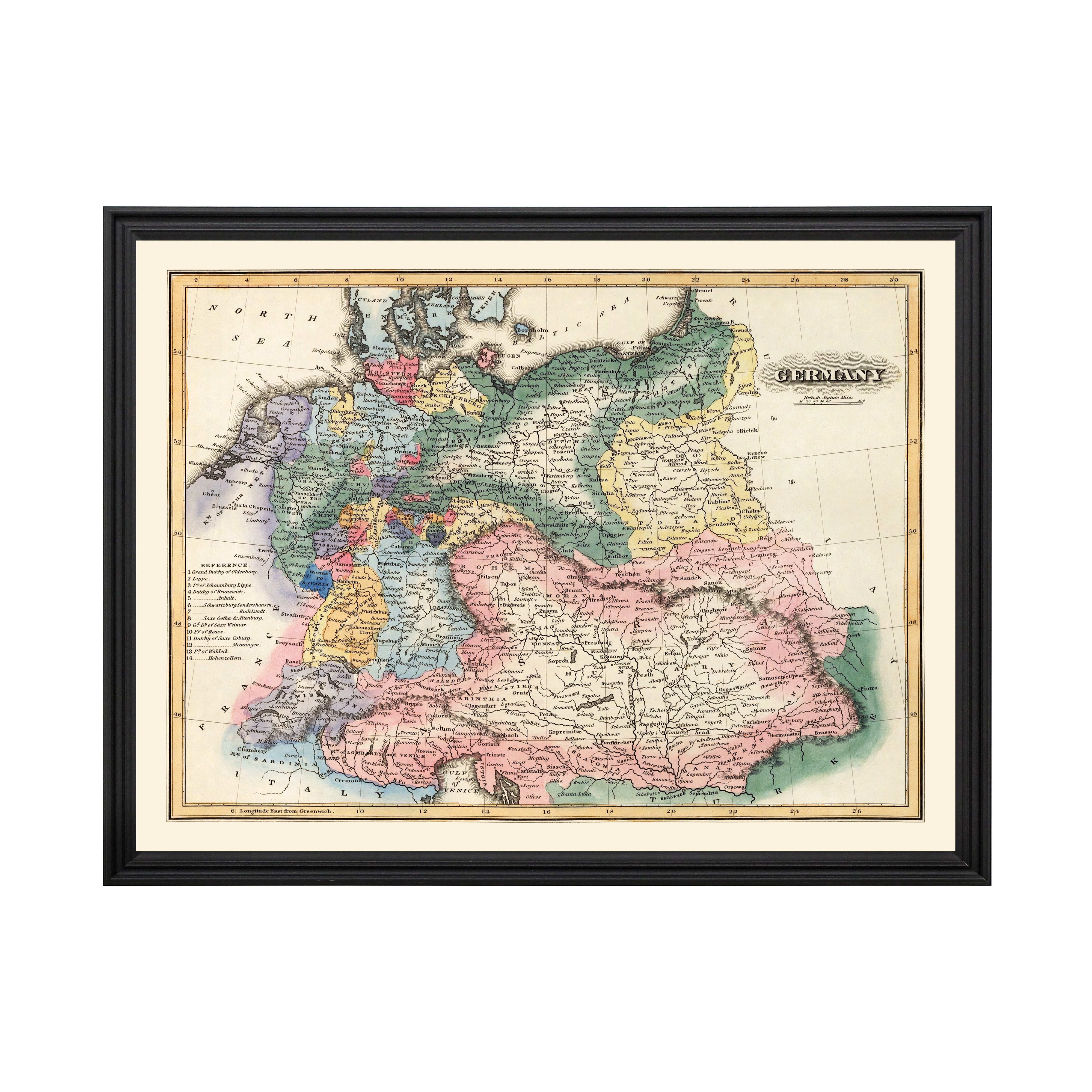 Germany Map, 1823 Vintage Map of Germany History Wall Decor Gift, Old ...
