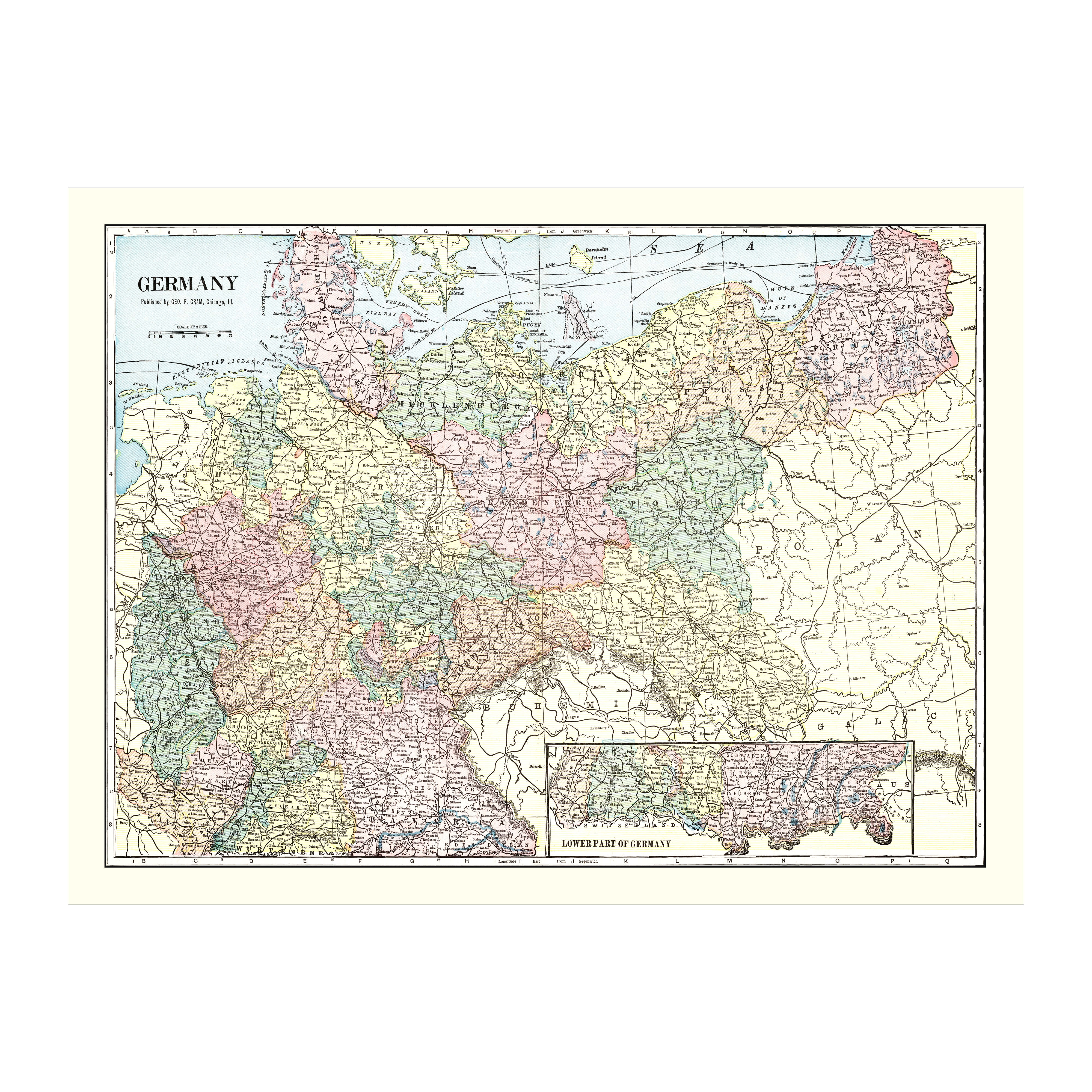 Germany Map, 1901 Vintage Map of Germany History Wall Decor Gift, Old ...