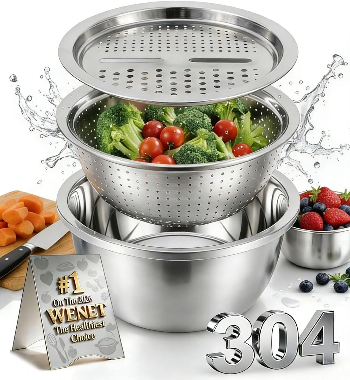 Germany Multifunctional 304 Stainless Steel Basin with Strainer Drain ...
