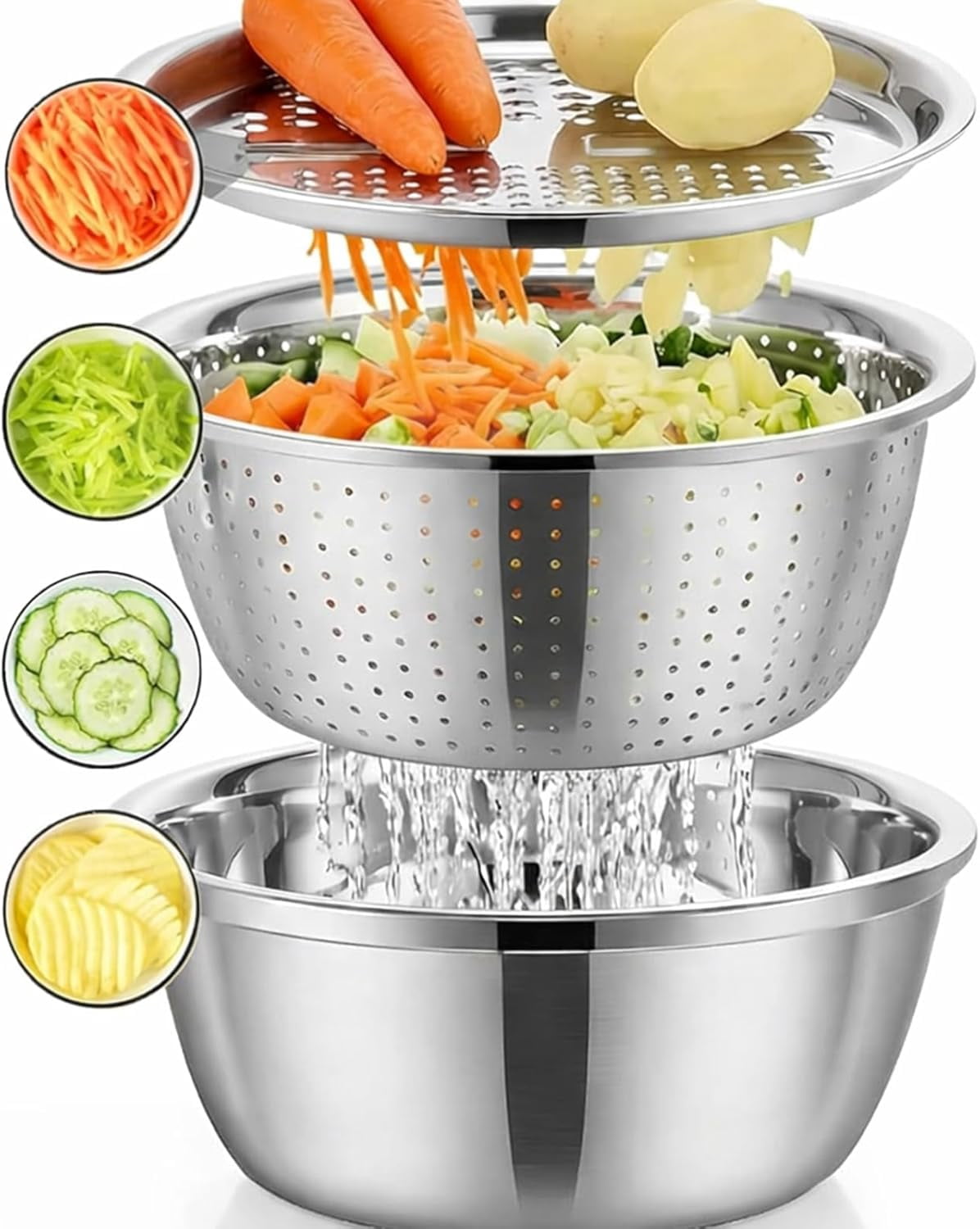 Germany Multifunctional Stainless Steel Basin, 5-in-1 Strainer and ...