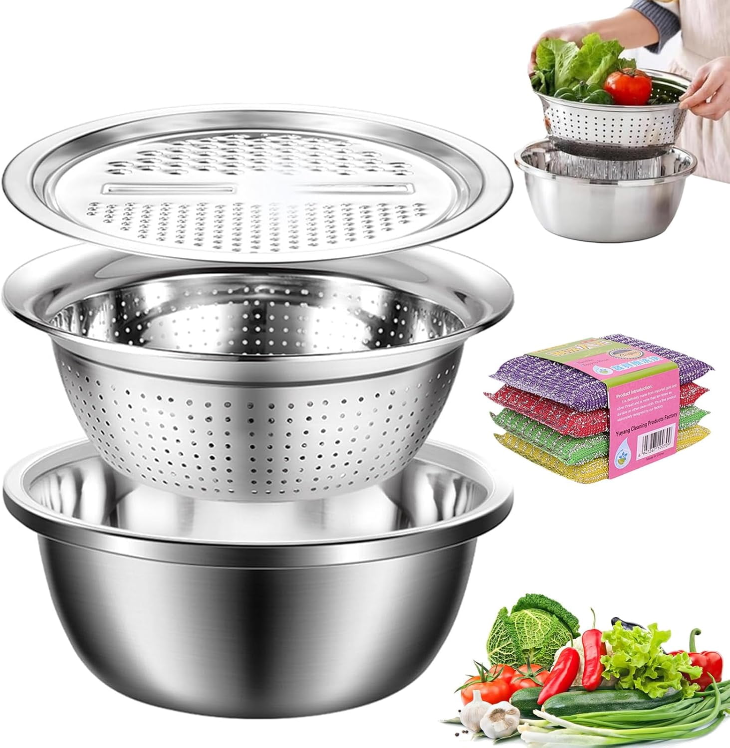 Germany Multifunctional Stainless Steel Basin, Uchiha 3-in-1 Chopping ...