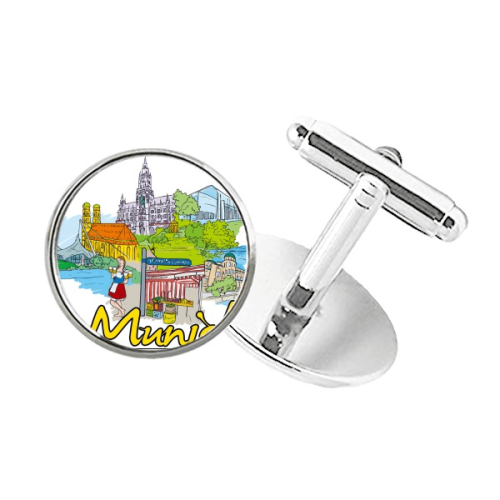 Germany Munchen Landmark Architecture Round Button Cuff Clip Stud ...
