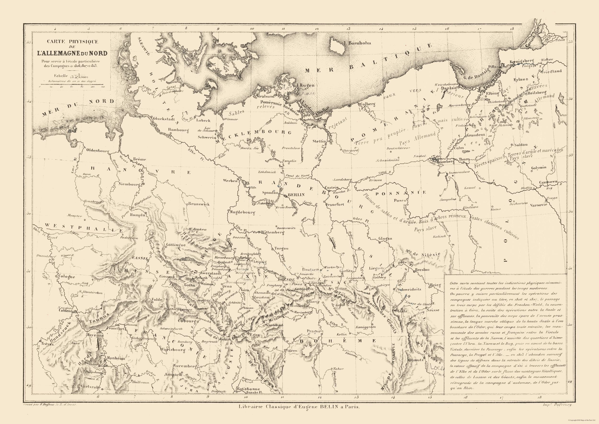 Historic Map - Germany North Physical - Drioux 1882 - 32.48 x 23 ...
