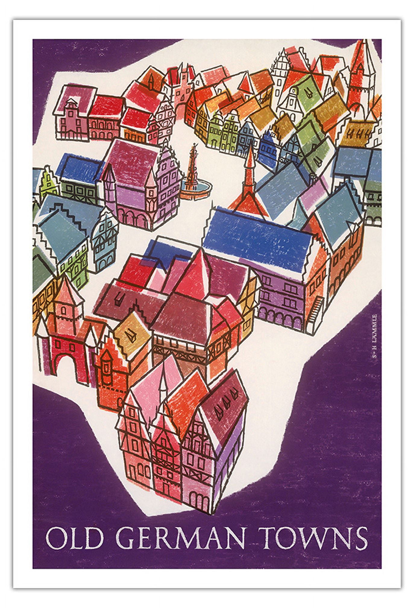 Germany - Old German Towns - Vintage Travel Poster by Sigrid and Hans ...