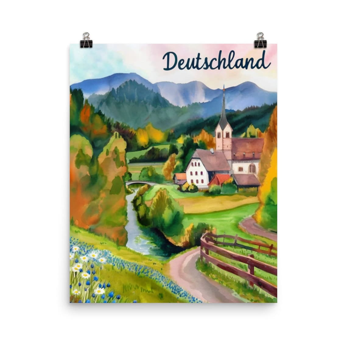 Germany Print, Mountain Village Wall Art, Bavarian Countryside Decor ...
