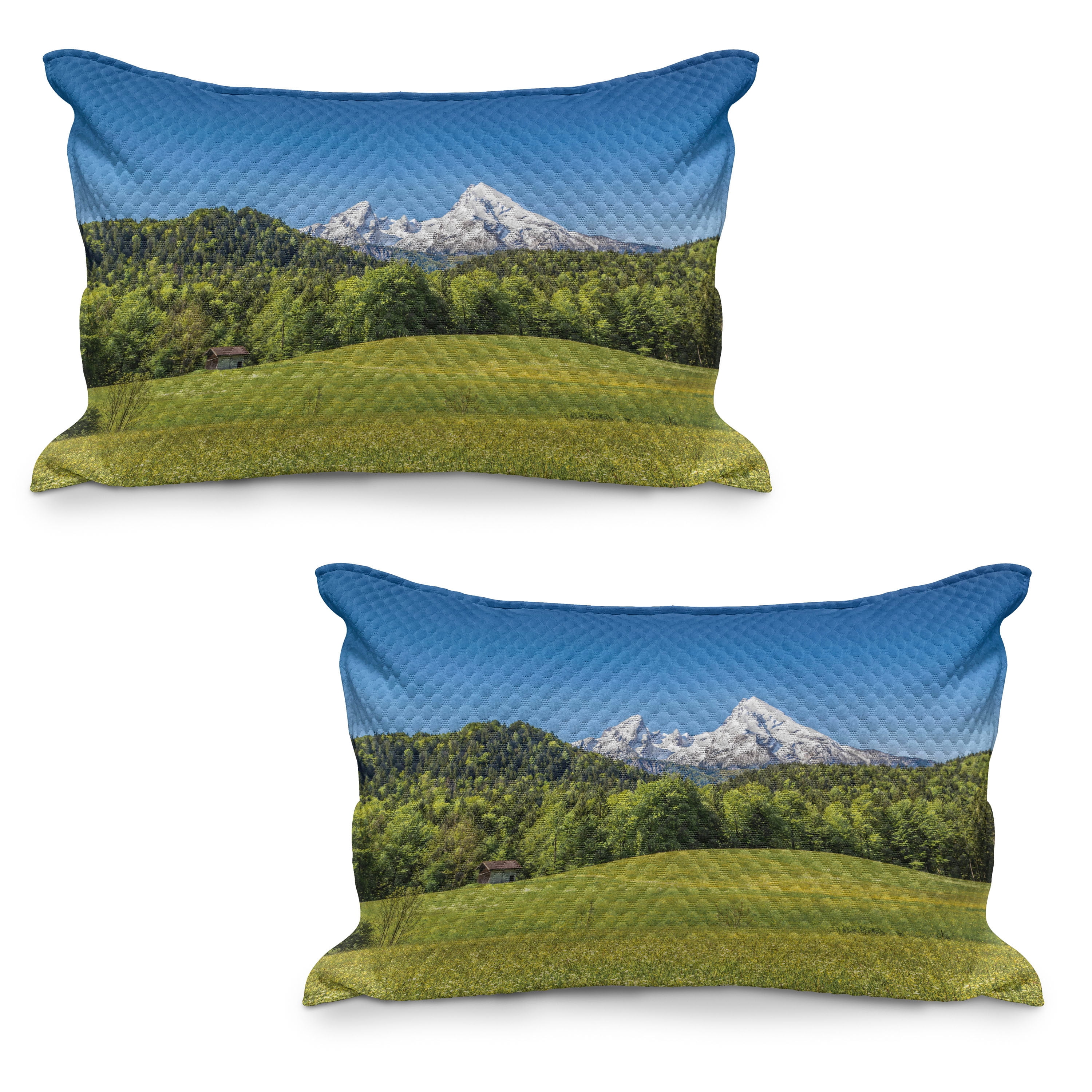 Germany Quilted Pillowcover Set of 2, Bavarian Alps Village of ...