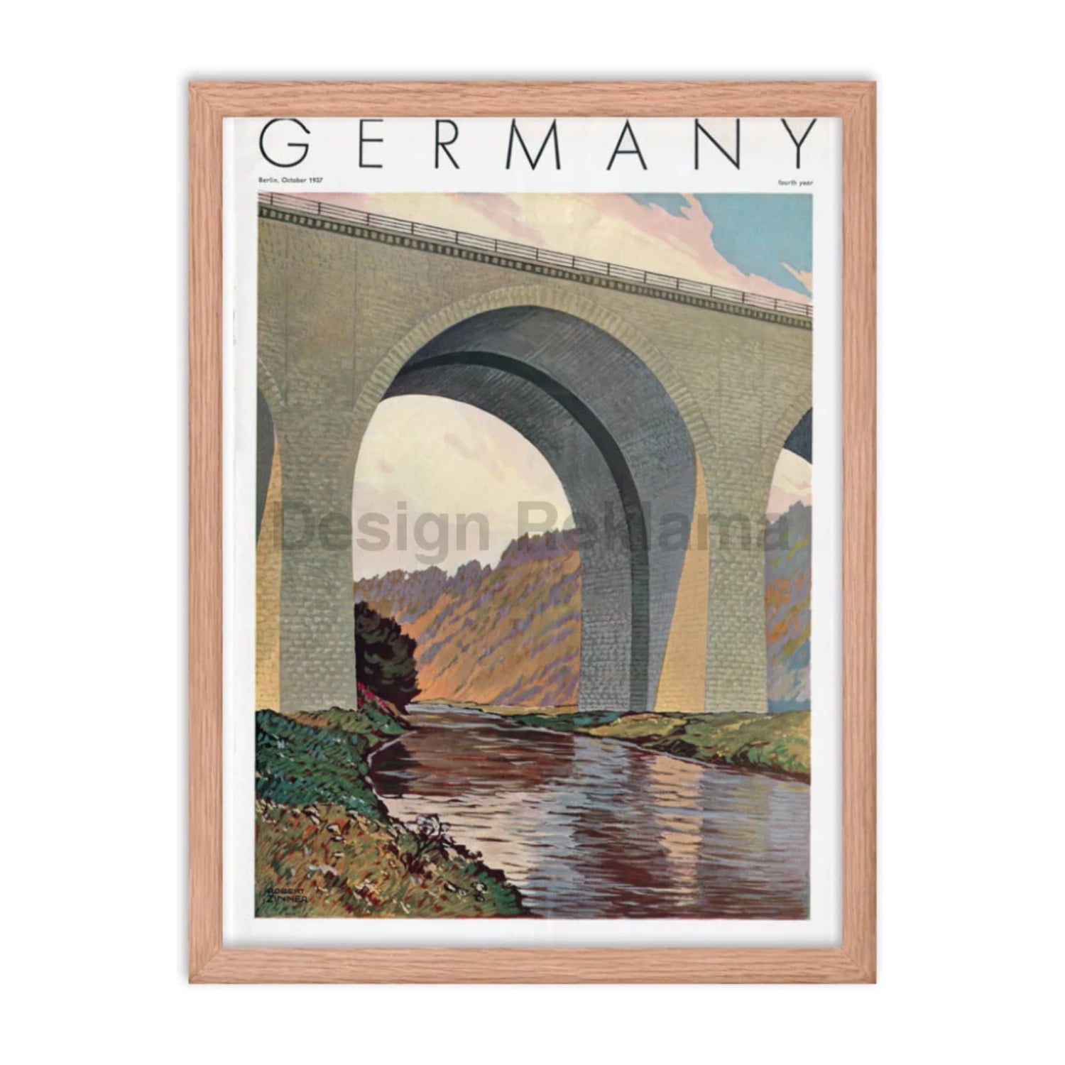 Germany, Roadway Bridge Over The Salle, 1937. Framed Vintage Travel ...