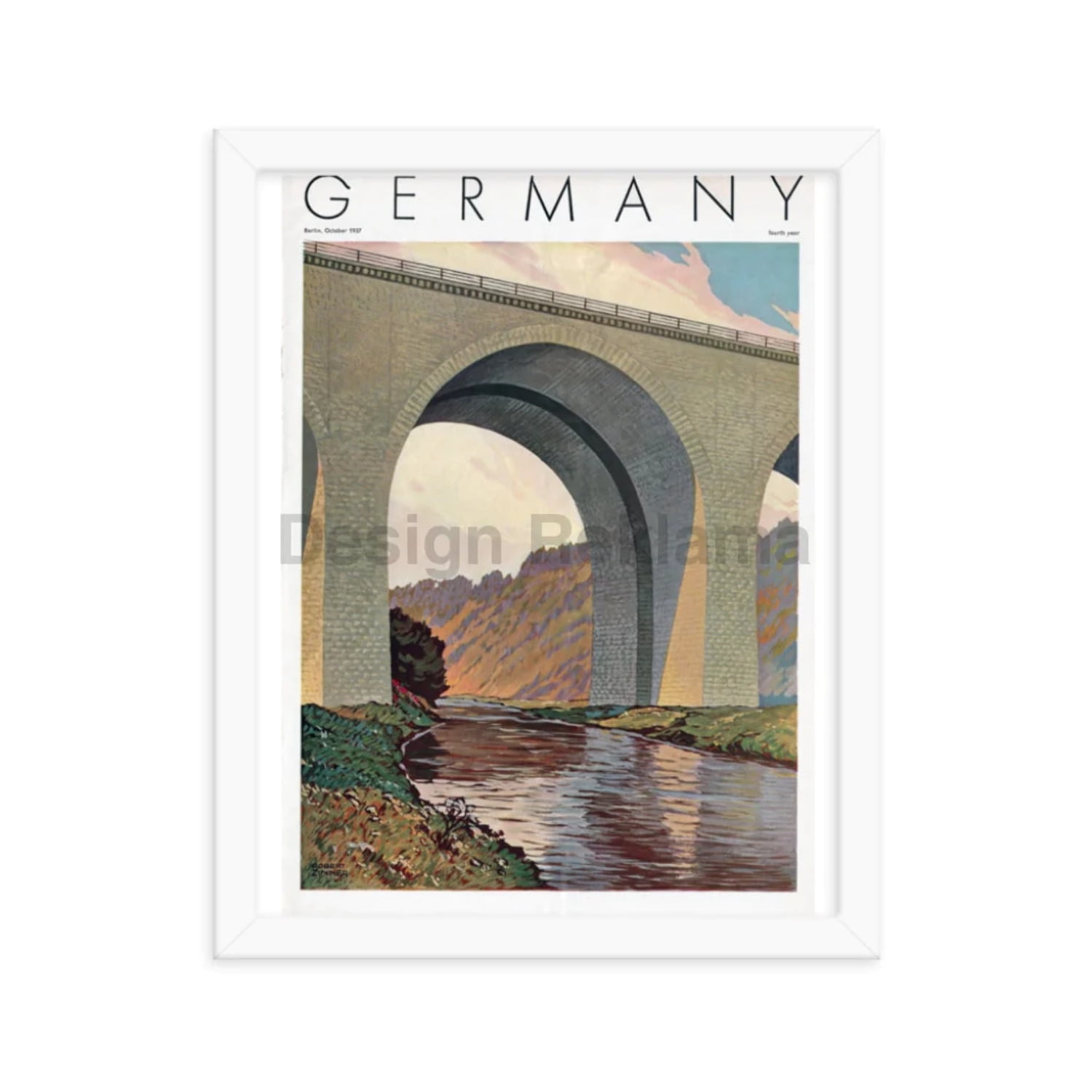 Germany, Roadway Bridge Over The Salle, 1937. Framed Vintage Travel ...