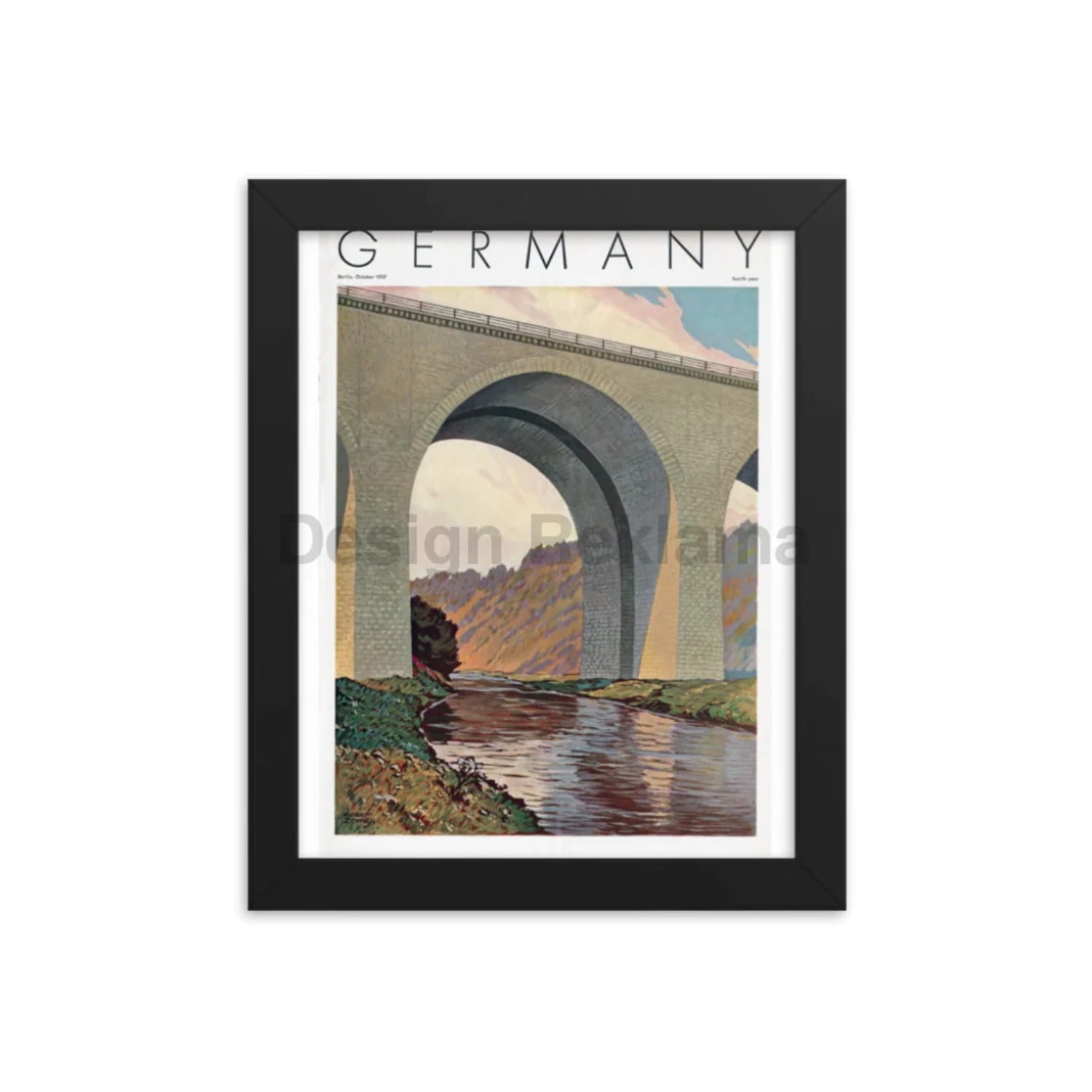 Germany, Roadway Bridge Over The Salle, 1937. Framed Vintage Travel ...