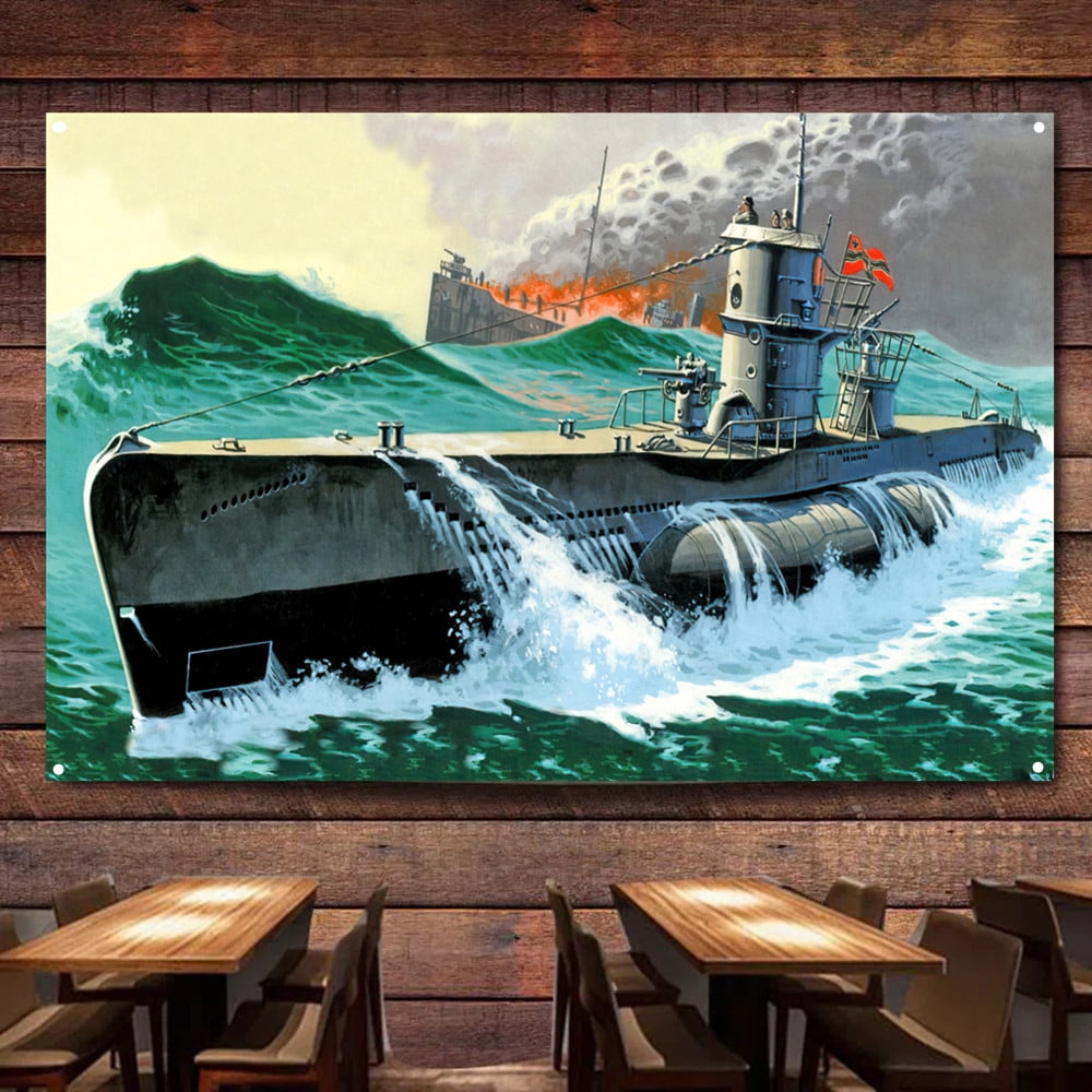 Germany U-Boat attacks warship Submarine Posters & Prints Tapestry Navy ...