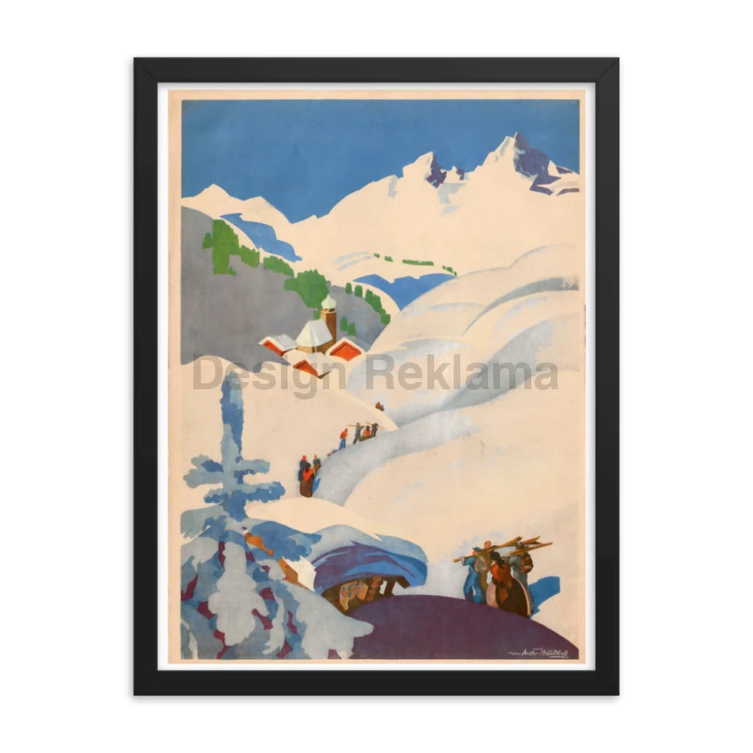 Germany, Winter Scene, 1934. Framed Vintage Travel Poster - Walmart.com