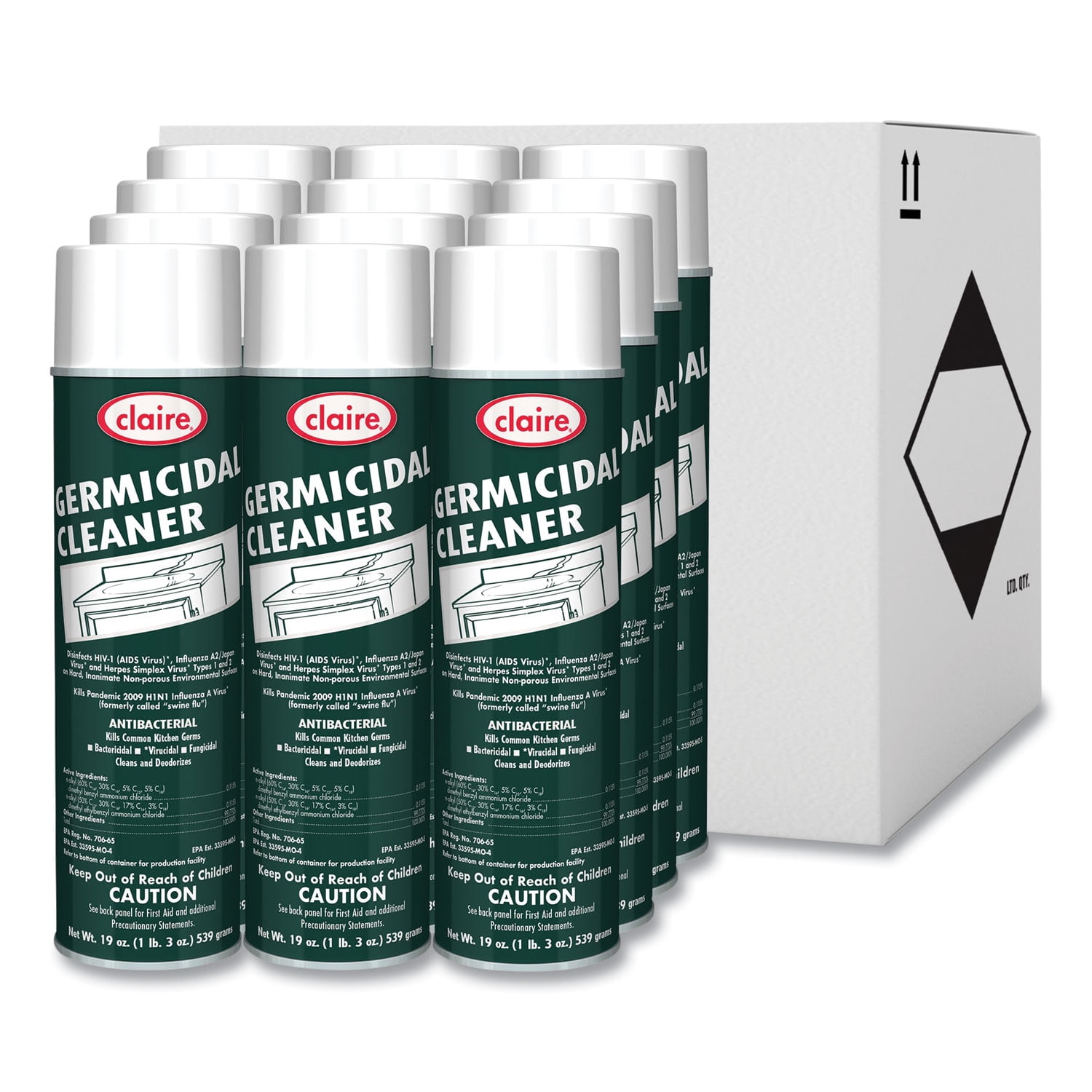 Germicidal Cleaner, Floral Scent, 19 oz Aerosol Spray, Dozen | Bundle ...