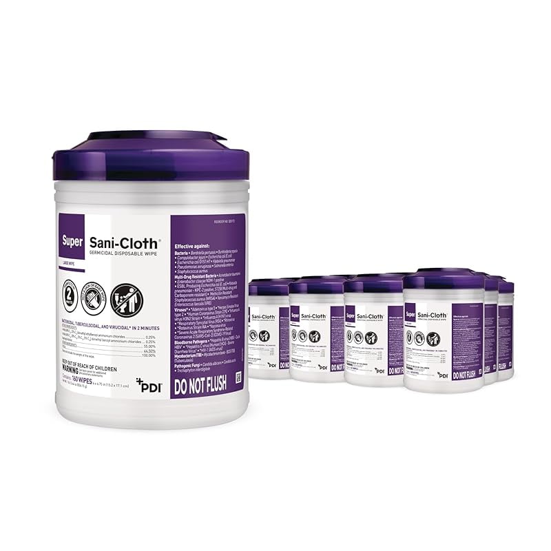 Germicidal Disposable Wipe, Large Wipes, Case of 12 Canisters, Fast 2 ...