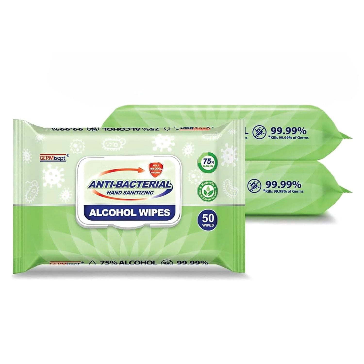Germisept 75% Alcohol Advanced Hand Sanitizing Wipes 3 Packs of 50 ...