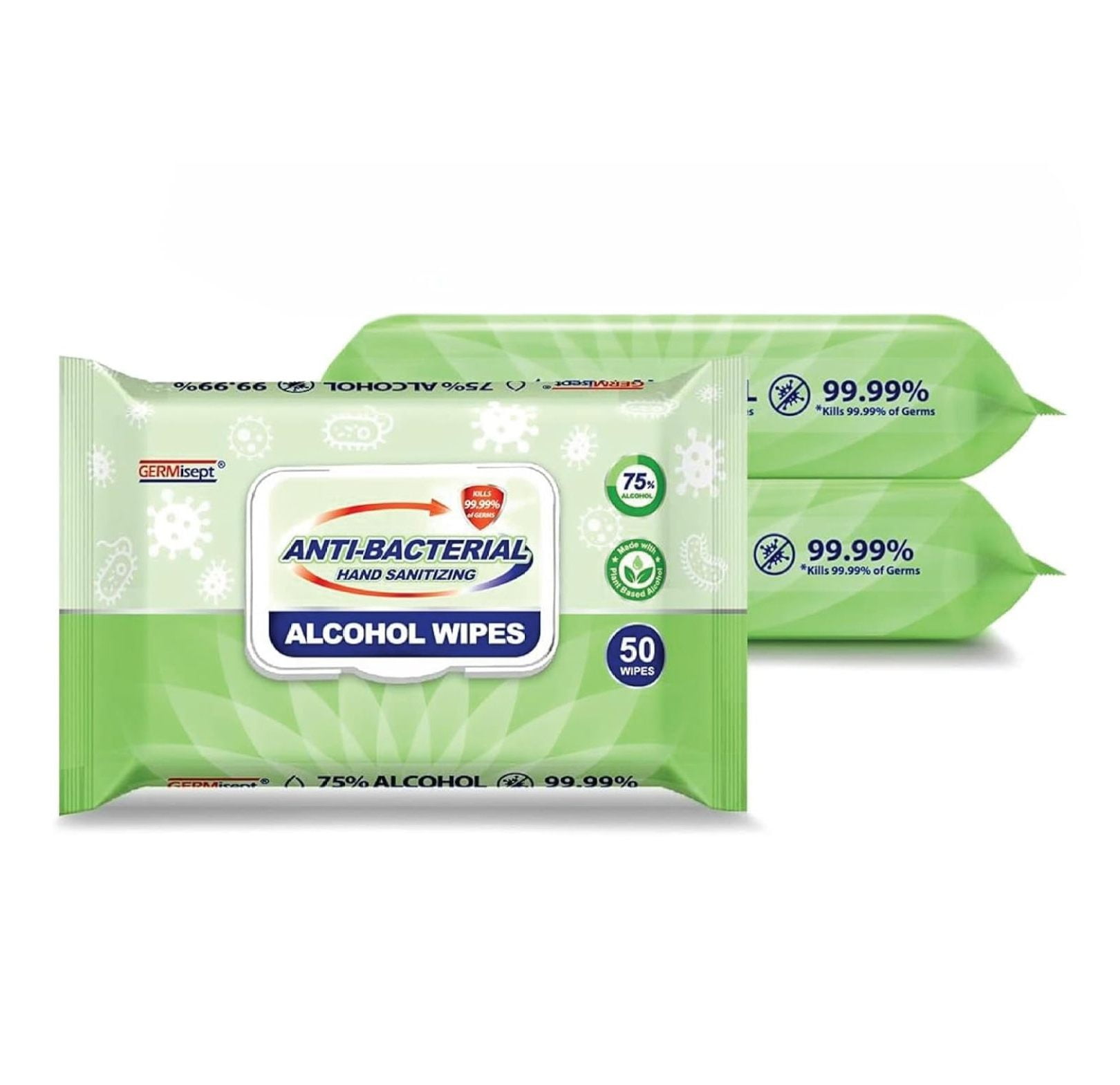 Germisept 75% Alcohol Advanced Hand Wipes 3 Packs of 50 Count/Pack ...