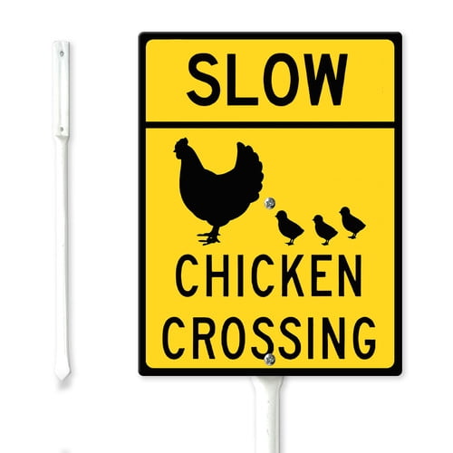 Geroclonup Chicken Crossing Yard Sign with Stake 17.5x22cm Sturdy ...