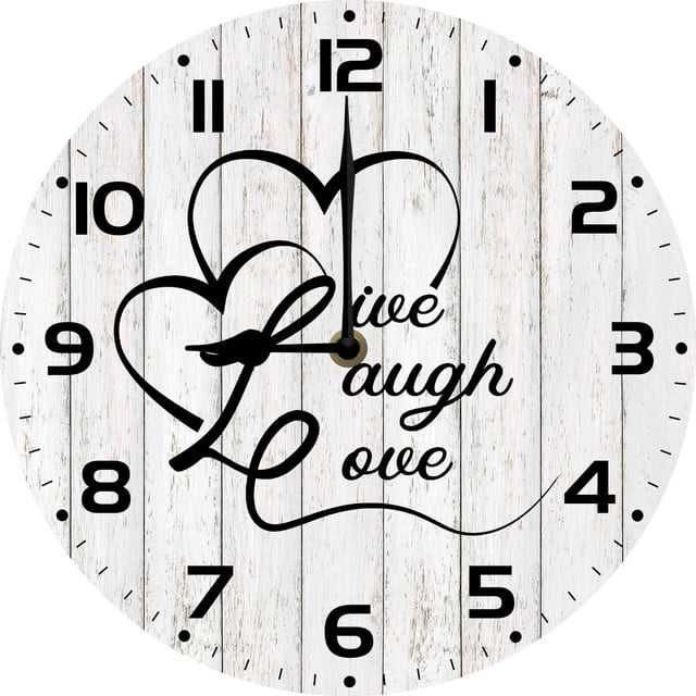 Geroclonup Farmhouse Wall Decor Live Laugh Love Wall Clock 25cm Silent ...