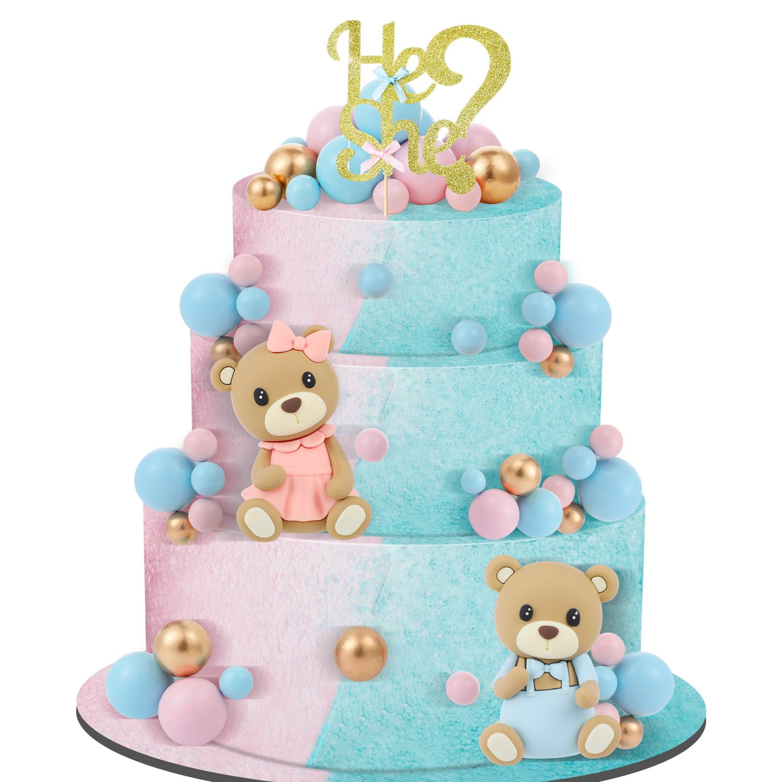 Gerrii 19 Pcs Gender IFF17 Reveal Cake Topper He or She Cake Topper ...