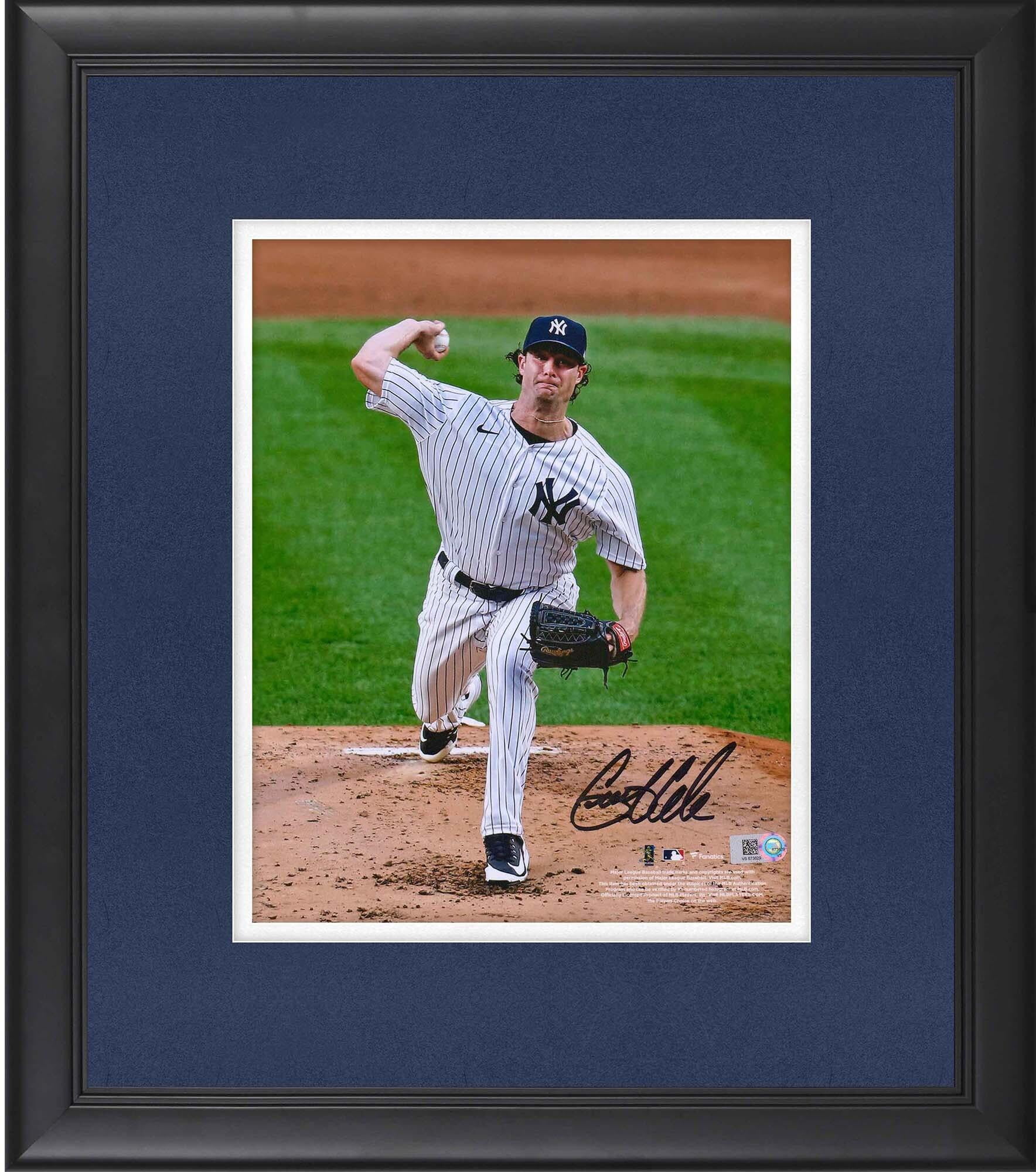 Gerrit Cole New York Yankees Framed Autographed 8" x 10" Pitching ...