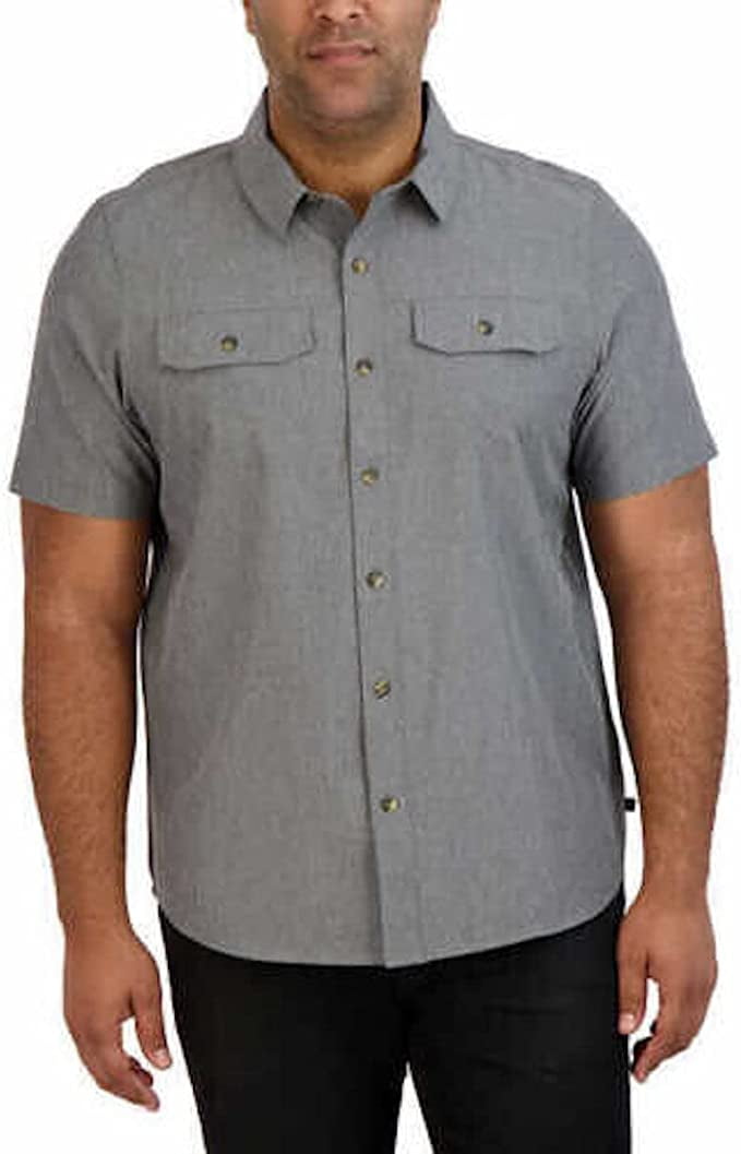 Gerry Men's Outdoor Quick Dry Tech Short Sleeve Woven Shirt (Gray ...