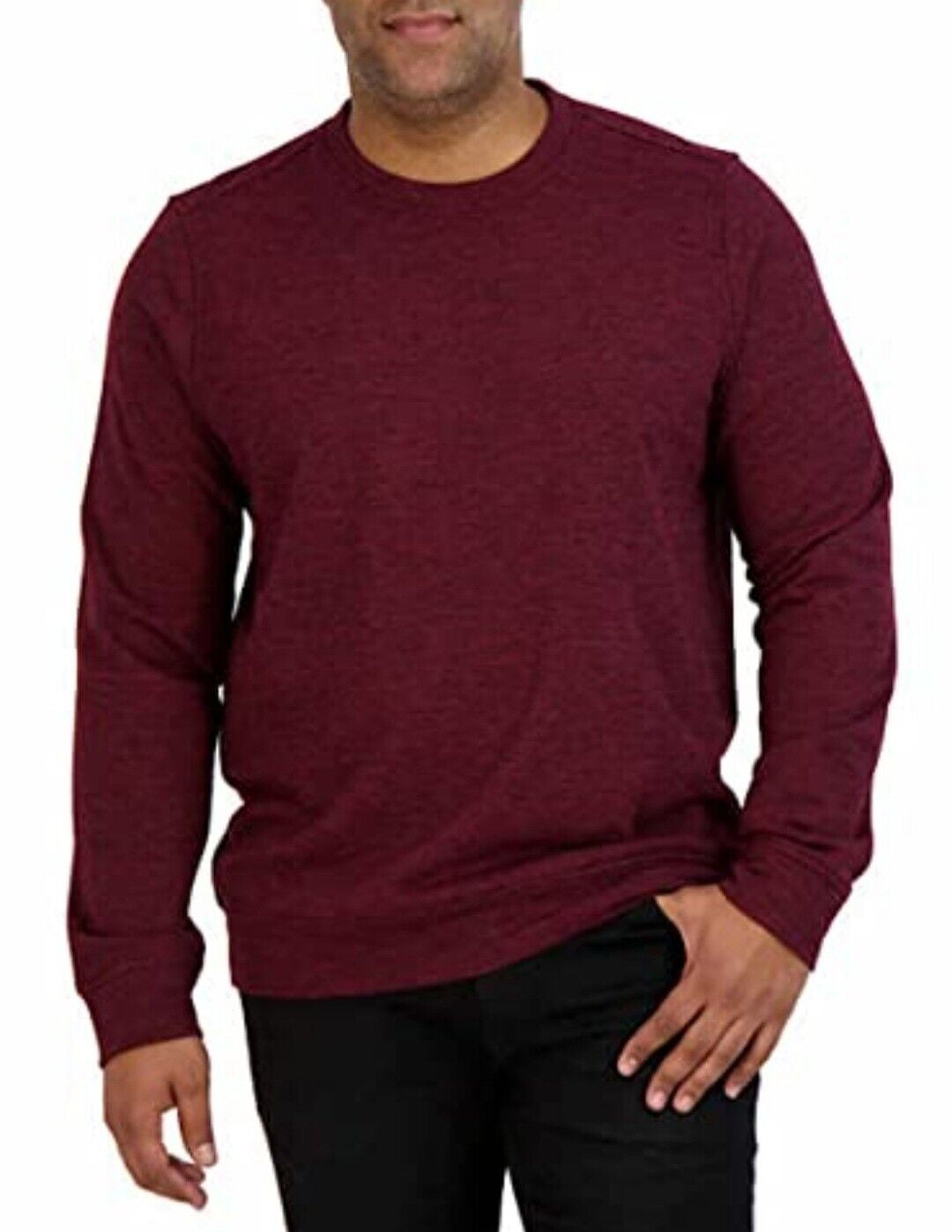 Gerry Men’s Textured Comfort Stretch Crew Neck Sweatshirt, Red Small ...
